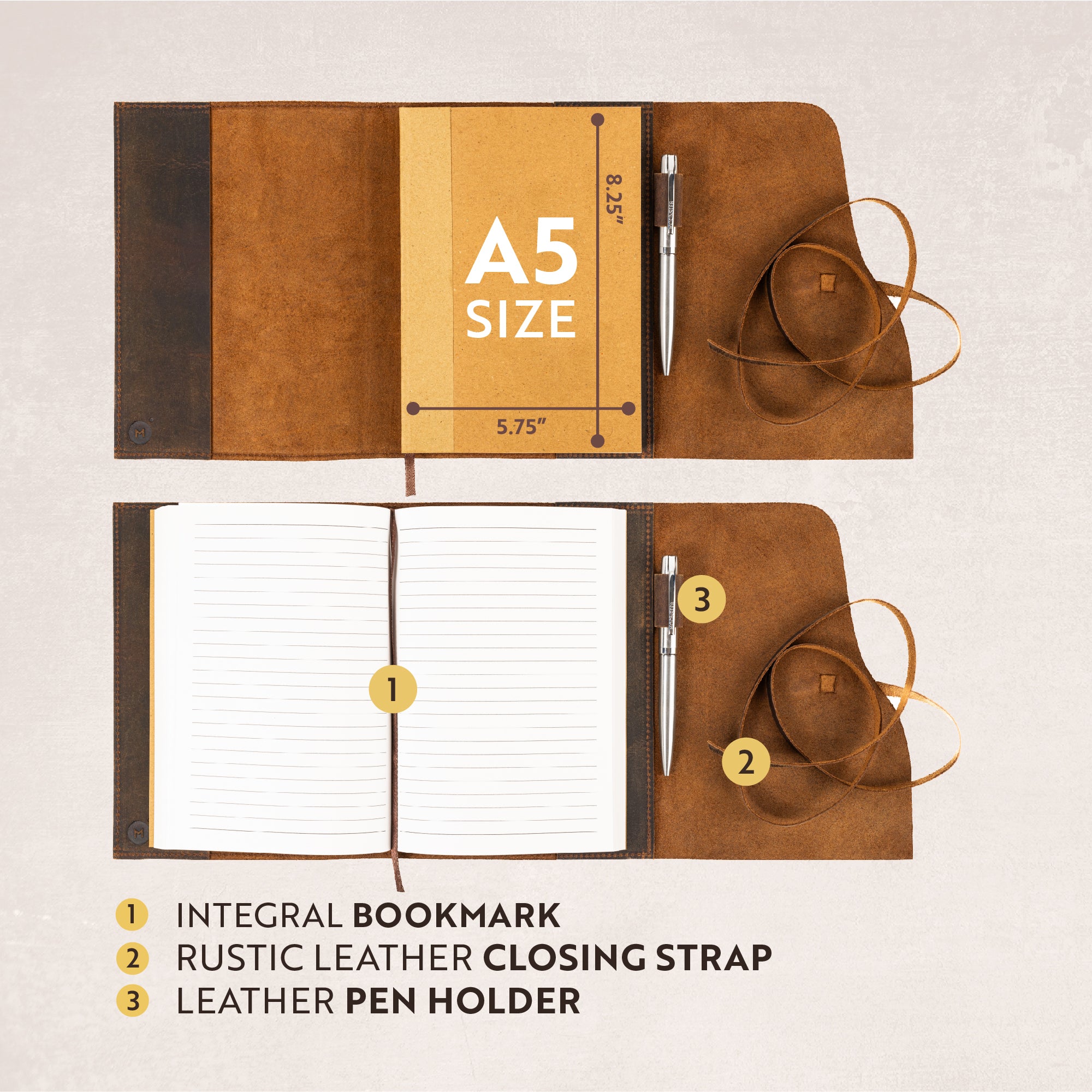 Refillable Leather Journal (Lined Paper) - Genuine Leather by Moonster ...