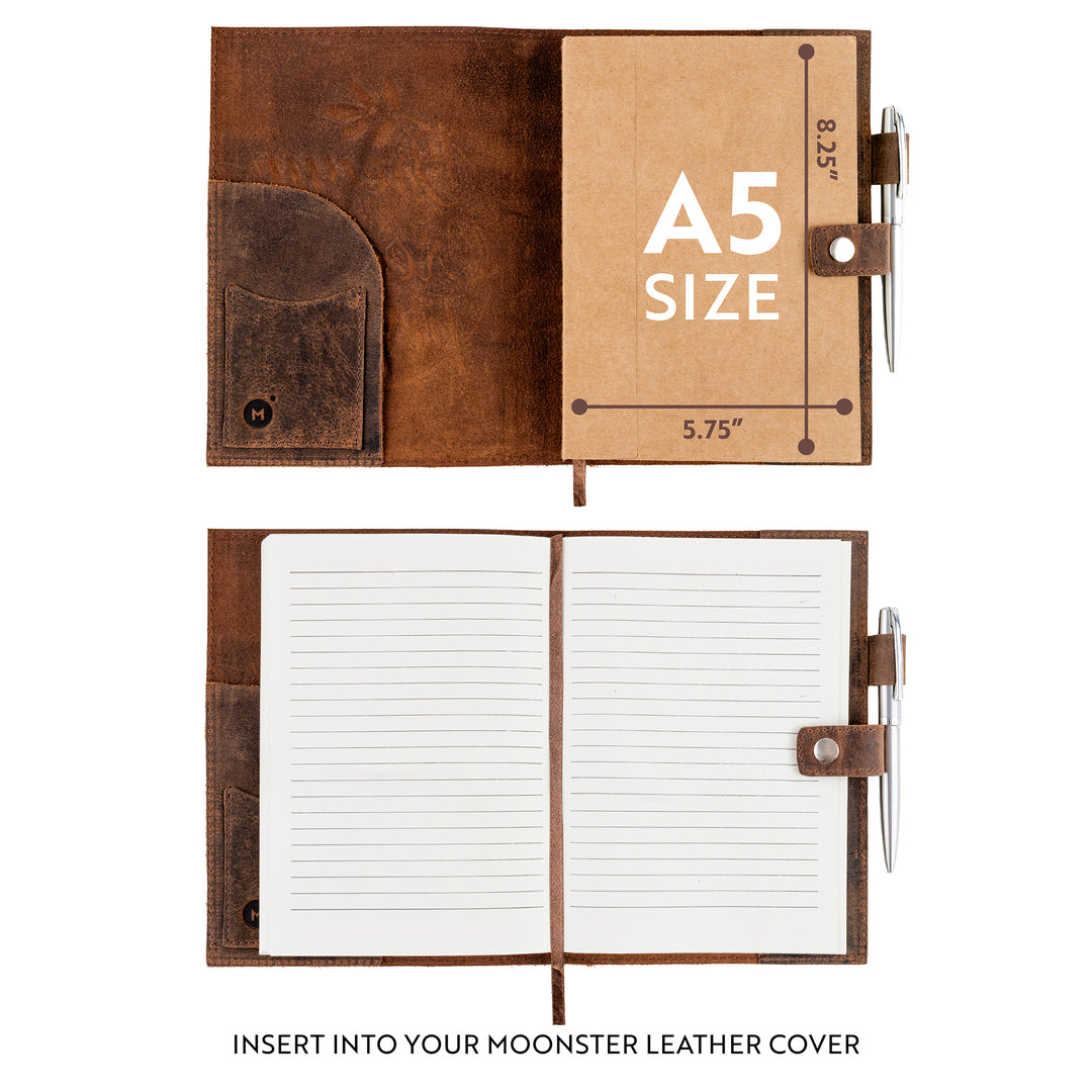 Lined Paper Journal Refills by Moonster - Genuine Leather Journals ...
